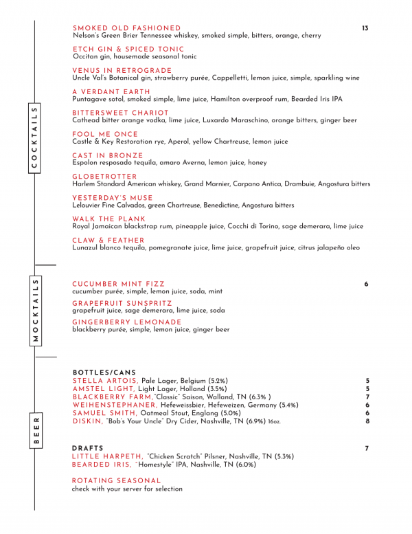 Menus | Etch Restaurant