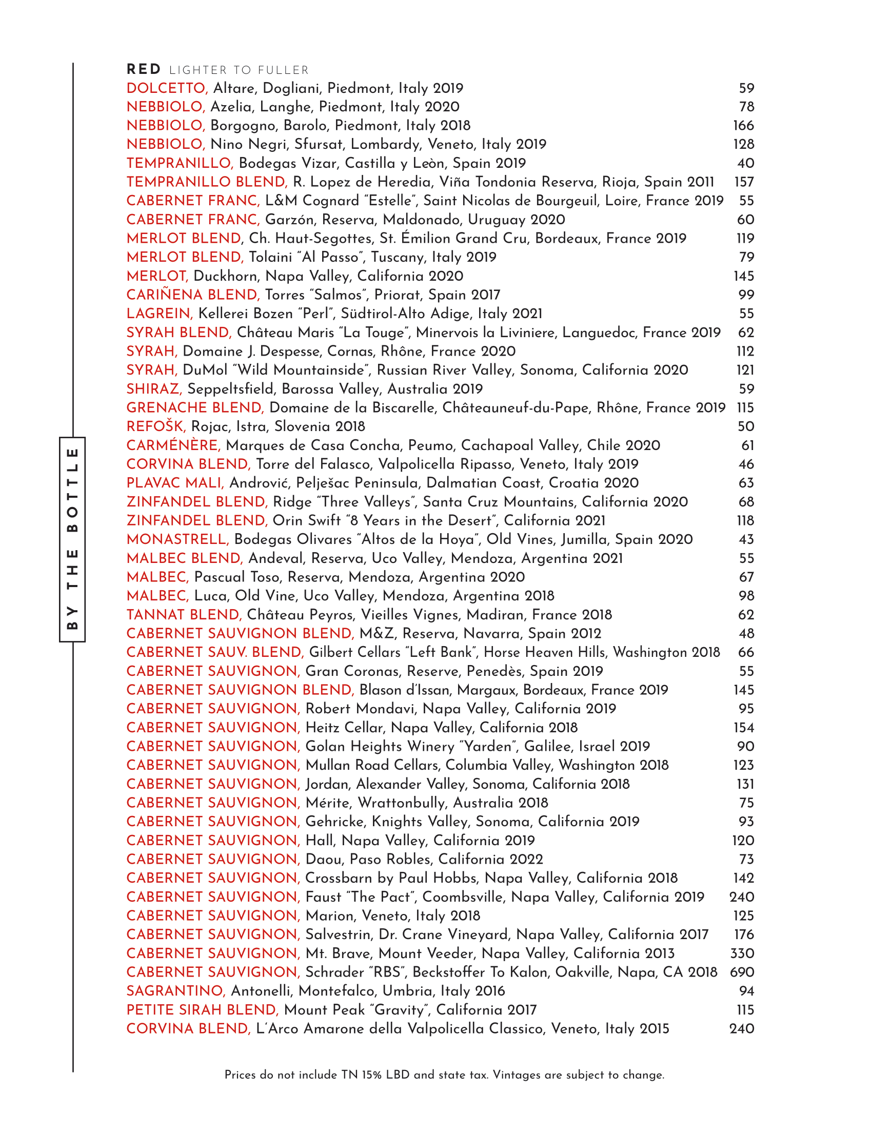 menus | etch restaurant